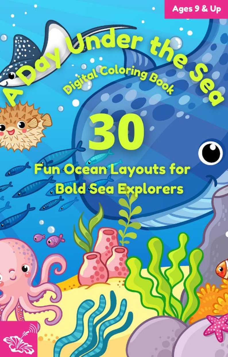 Digital Coloring Book: A Day Under the Sea- 30 Fun Ocean Layouts for ...