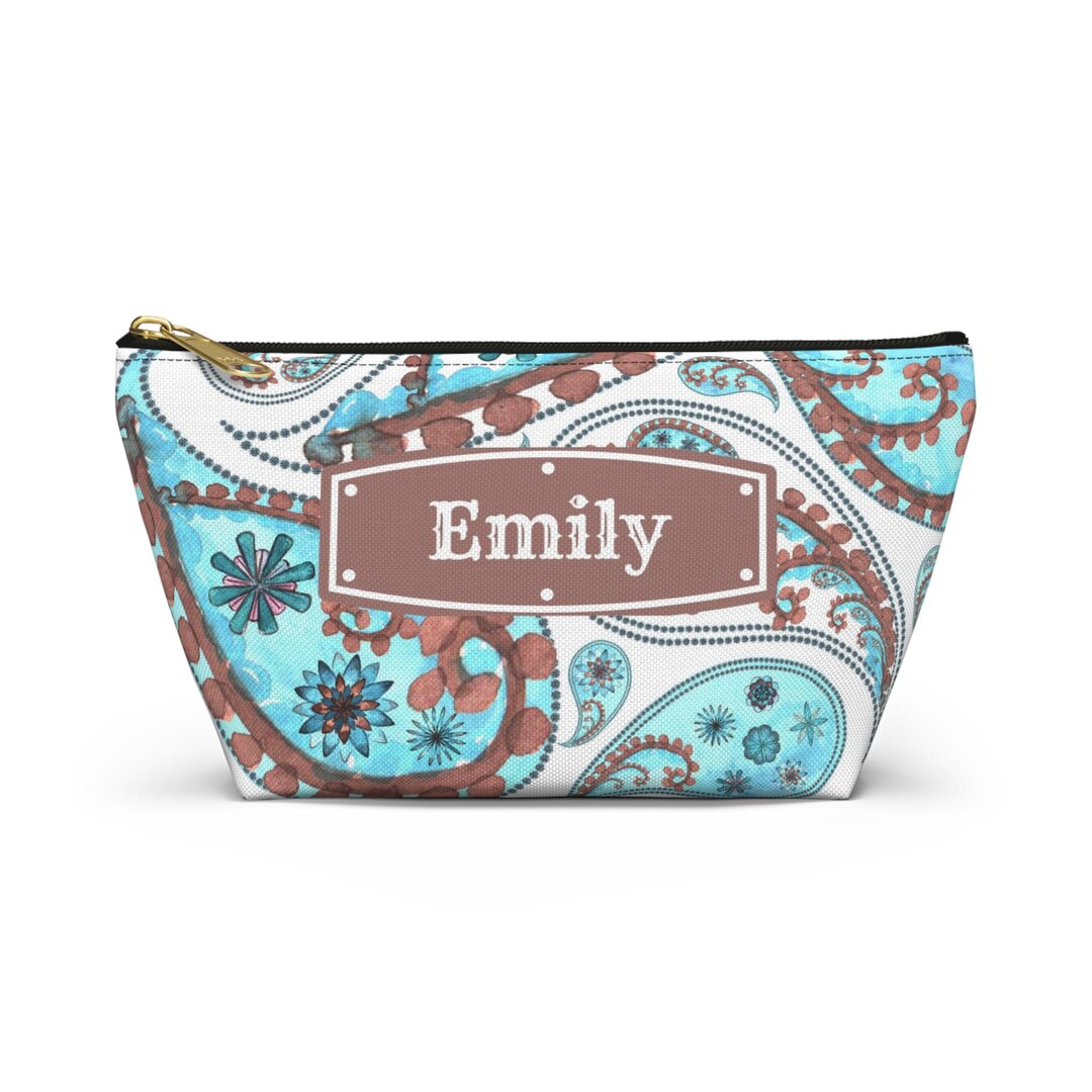 Customize Name Paisley Accessory Pouch, Makeup Bag, Pencil Pouch ...