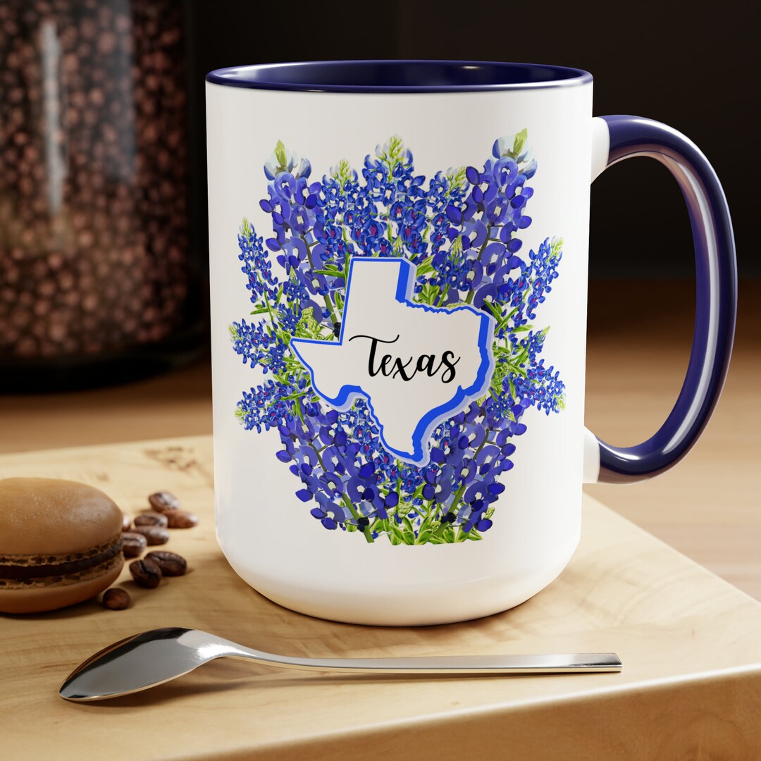 Texas Bluebonnets Two-tone Coffee Mugs, Large 15oz Travel Mug, Coffee ...