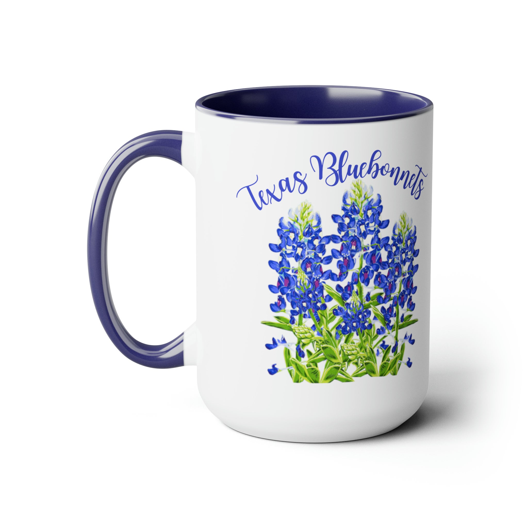Texas Bluebonnets Two-tone Coffee Mugs 15oz Coffee Mug Floral Texas Mug ...