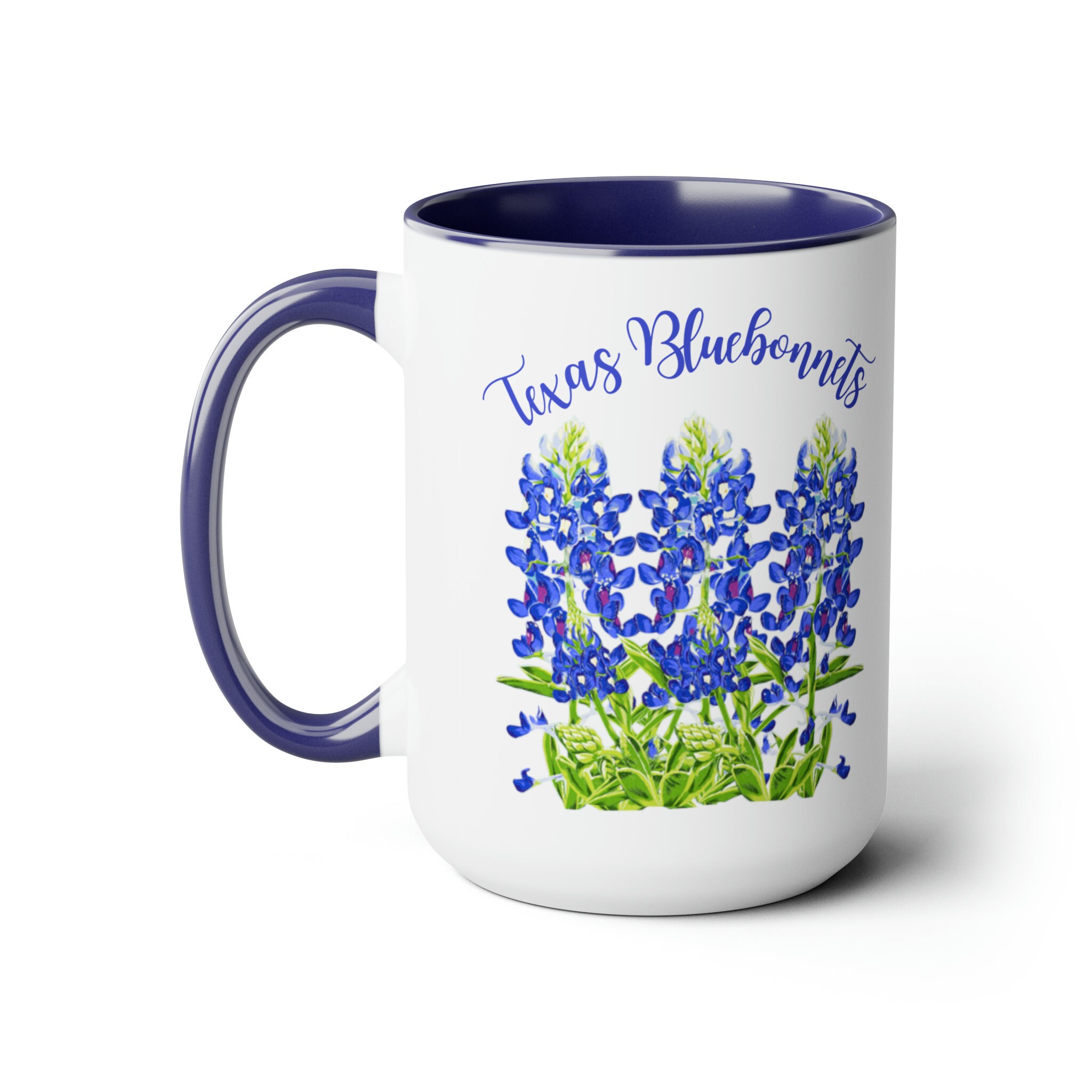 Texas Bluebonnets Two-tone Coffee Mugs, Large 15oz Travel Mug, Coffee ...