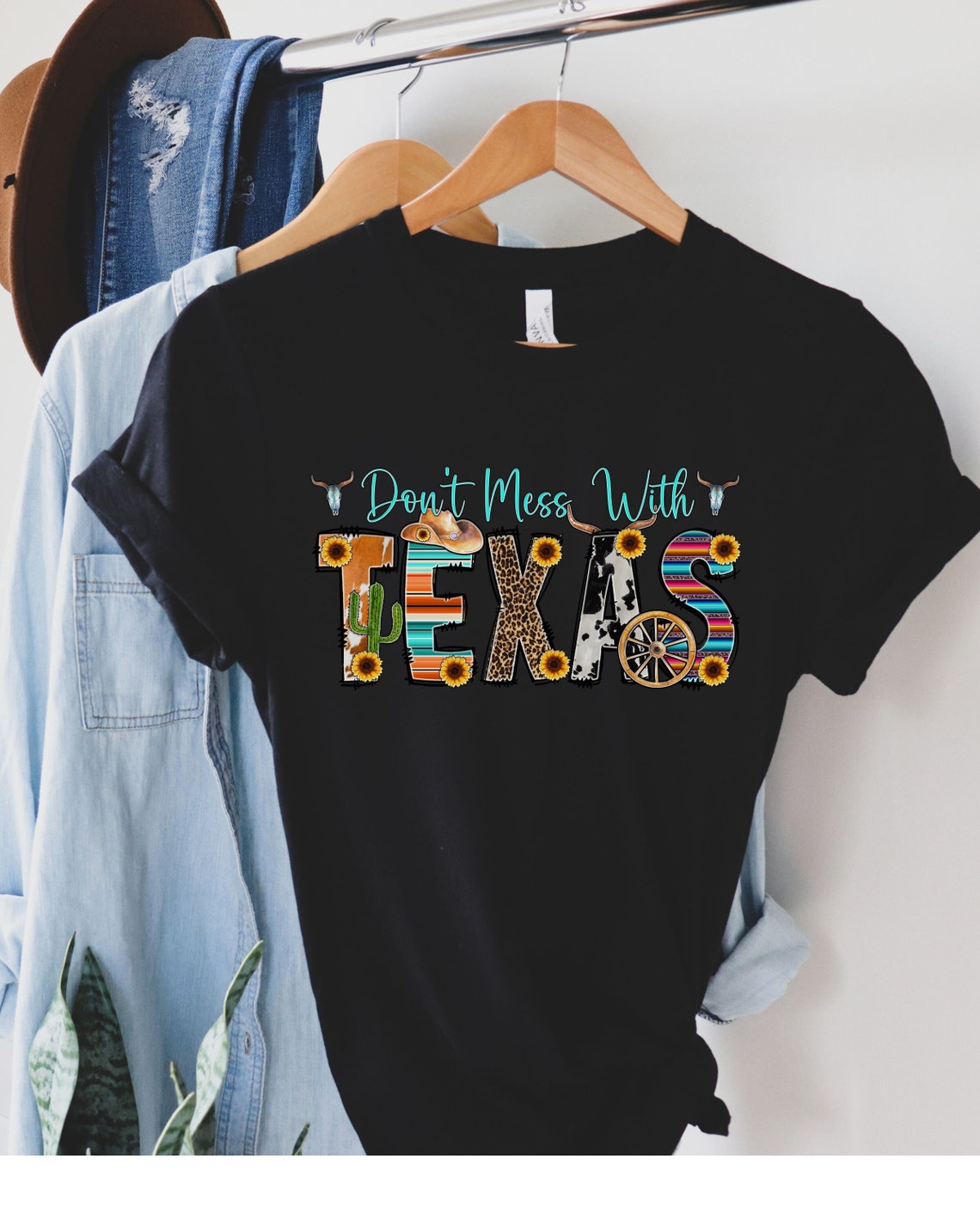Don't Mess With Texas Tshirt, Colorful Women's Western Shirt, - Etsy