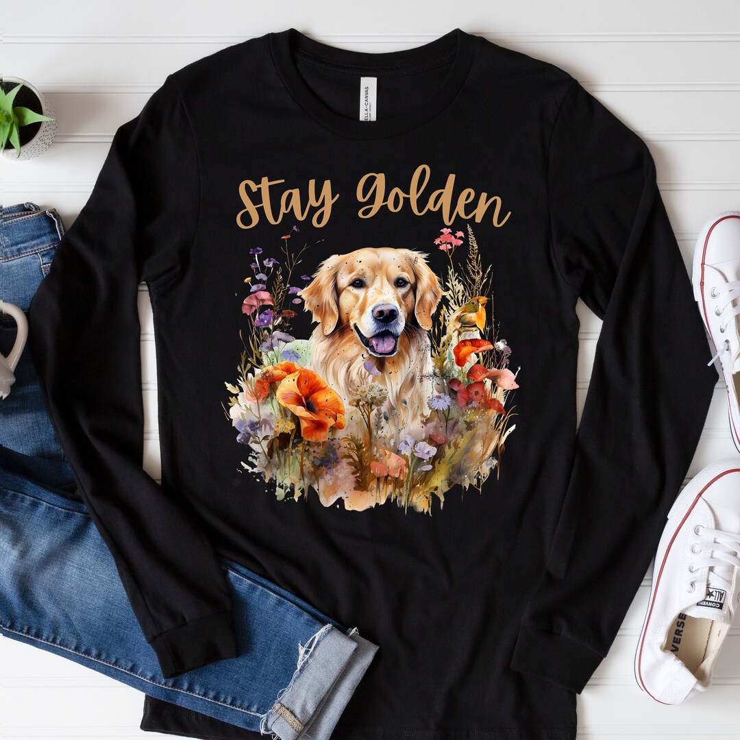 Stay Golden Jersey Long Sleeve Tee, Golden Retriever Tshirt, Pet Lover, Dog Lover, Gifts for Her ...