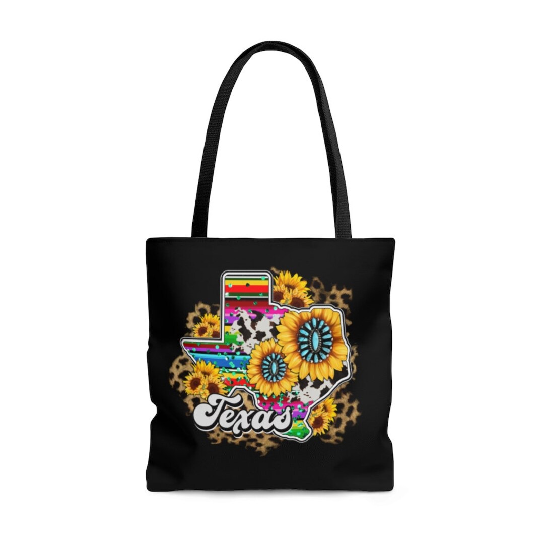 Tote Bag With Texas and Sunflowers, Texas Tote Bag, Texas Tote, Women's ...