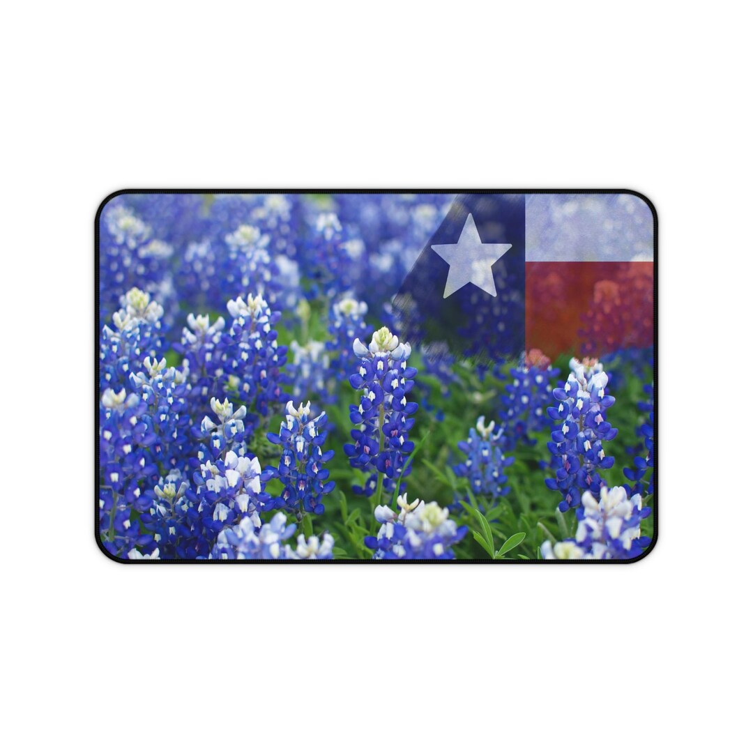 Texas Flag and Bluebonnets Large Desk Mat, Mouse Pad, Desk Mat for ...