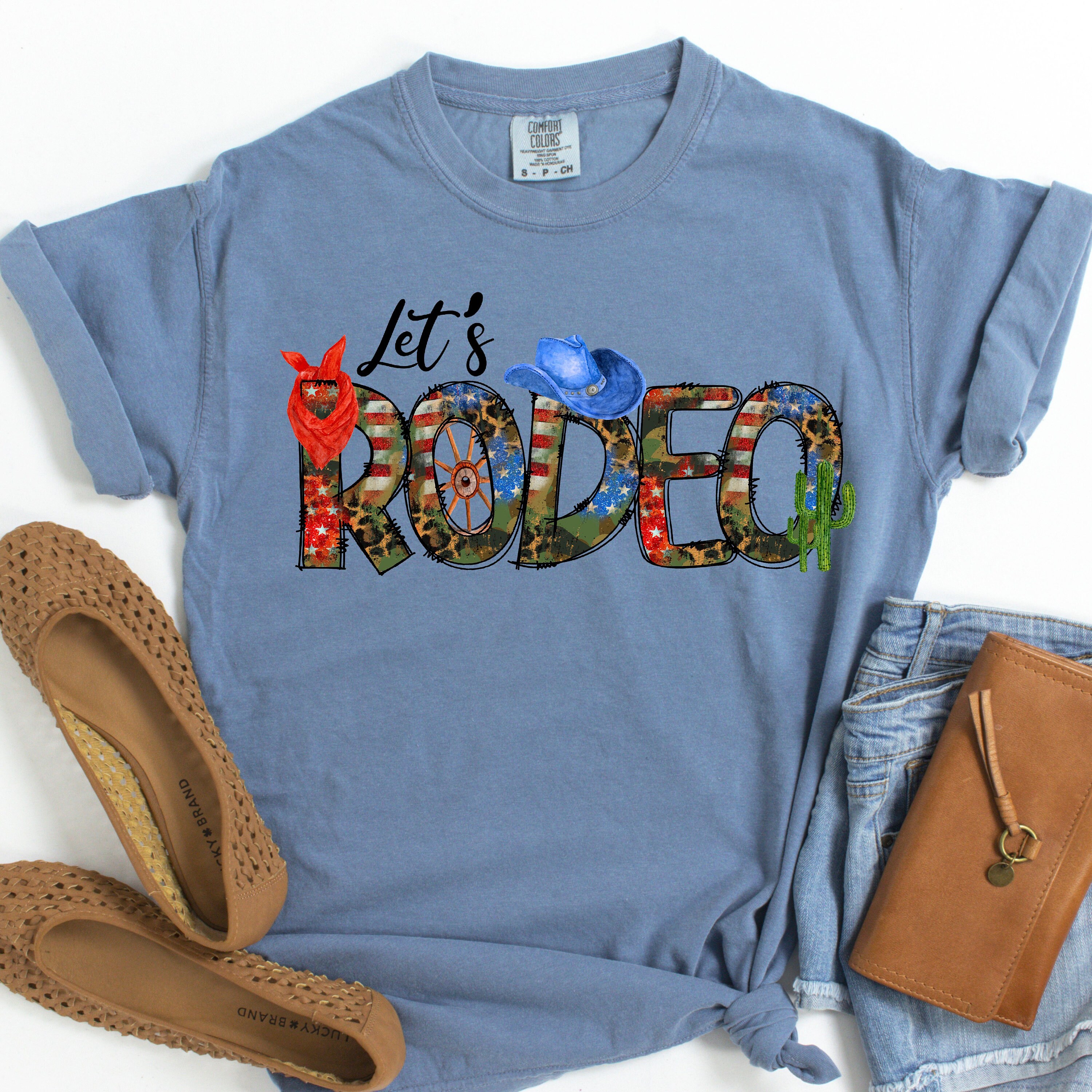 Let's Rodeo Garment-dyed T-shirt Rodeo Shirt Gifts for - Etsy
