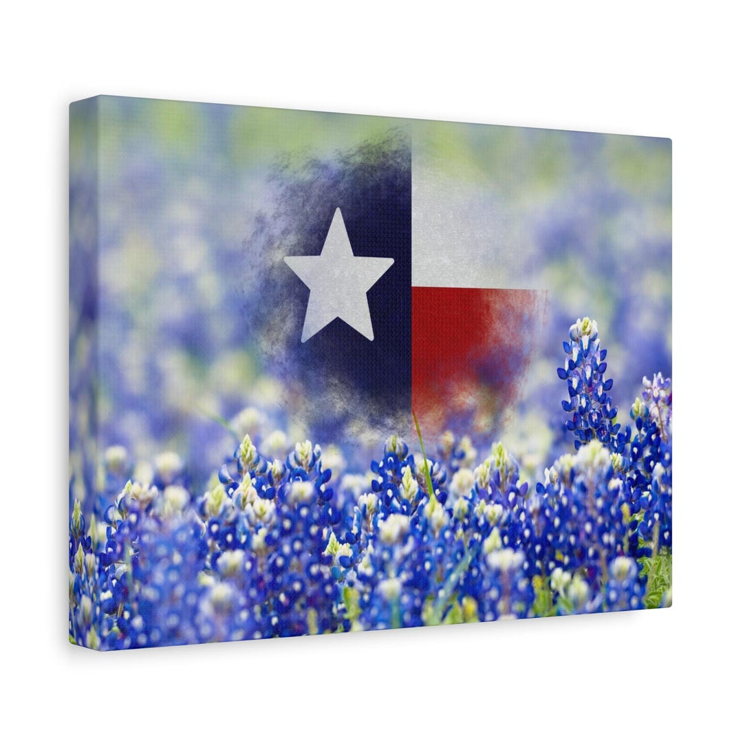 Bluebonnets With Faded Texas Flag, Matte Canvas, Wall Art, Texas Wall ...