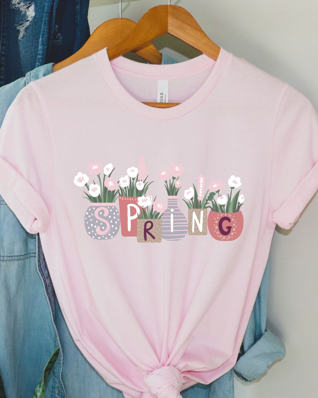 Spring Jersey Short Sleeve Tee, Spring T-shirt, Tshirt With Flowers in ...