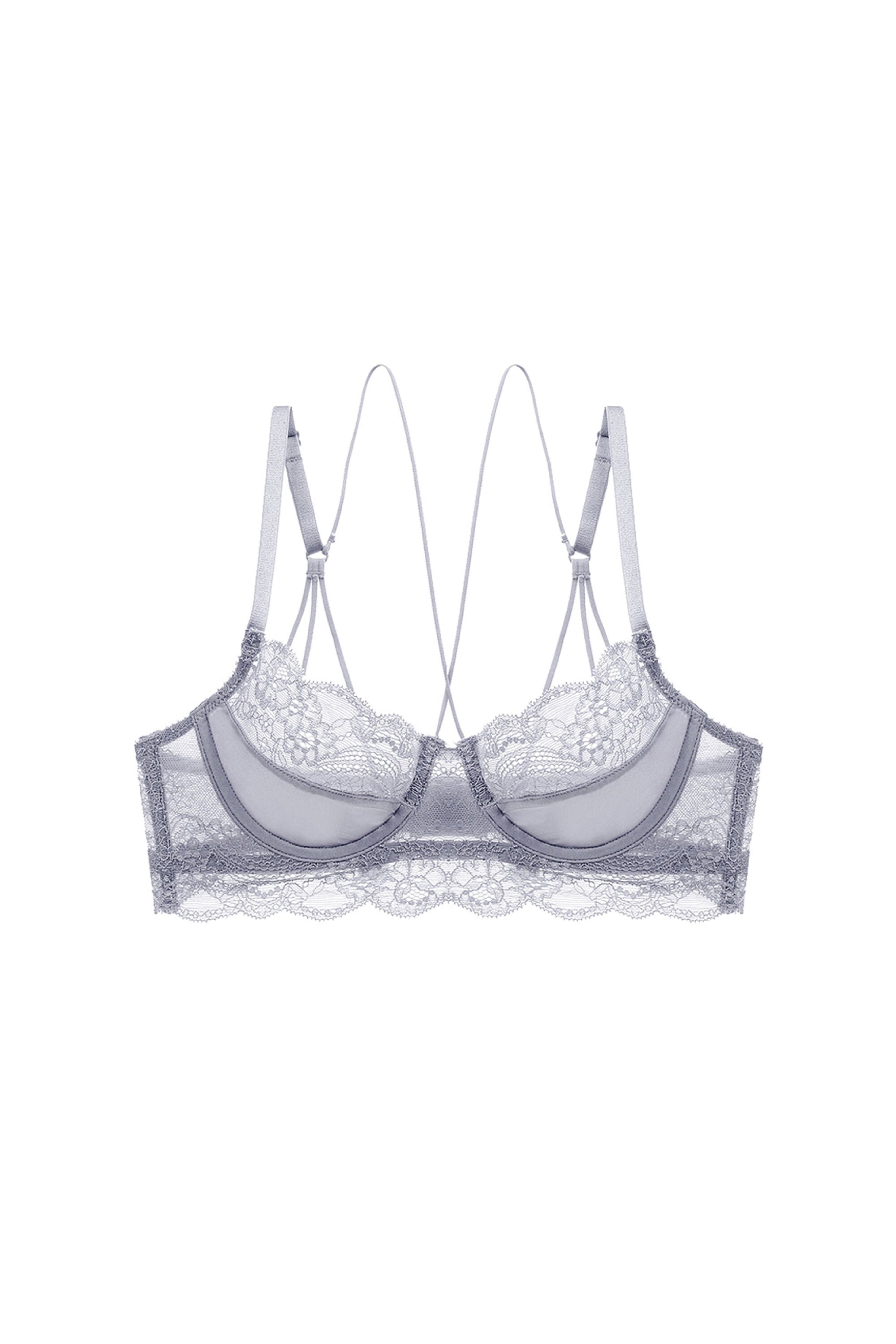 Gray Lace Lingerie Bra,half Cup Lingerie Top, Lace Trim Lingerie Bra ...