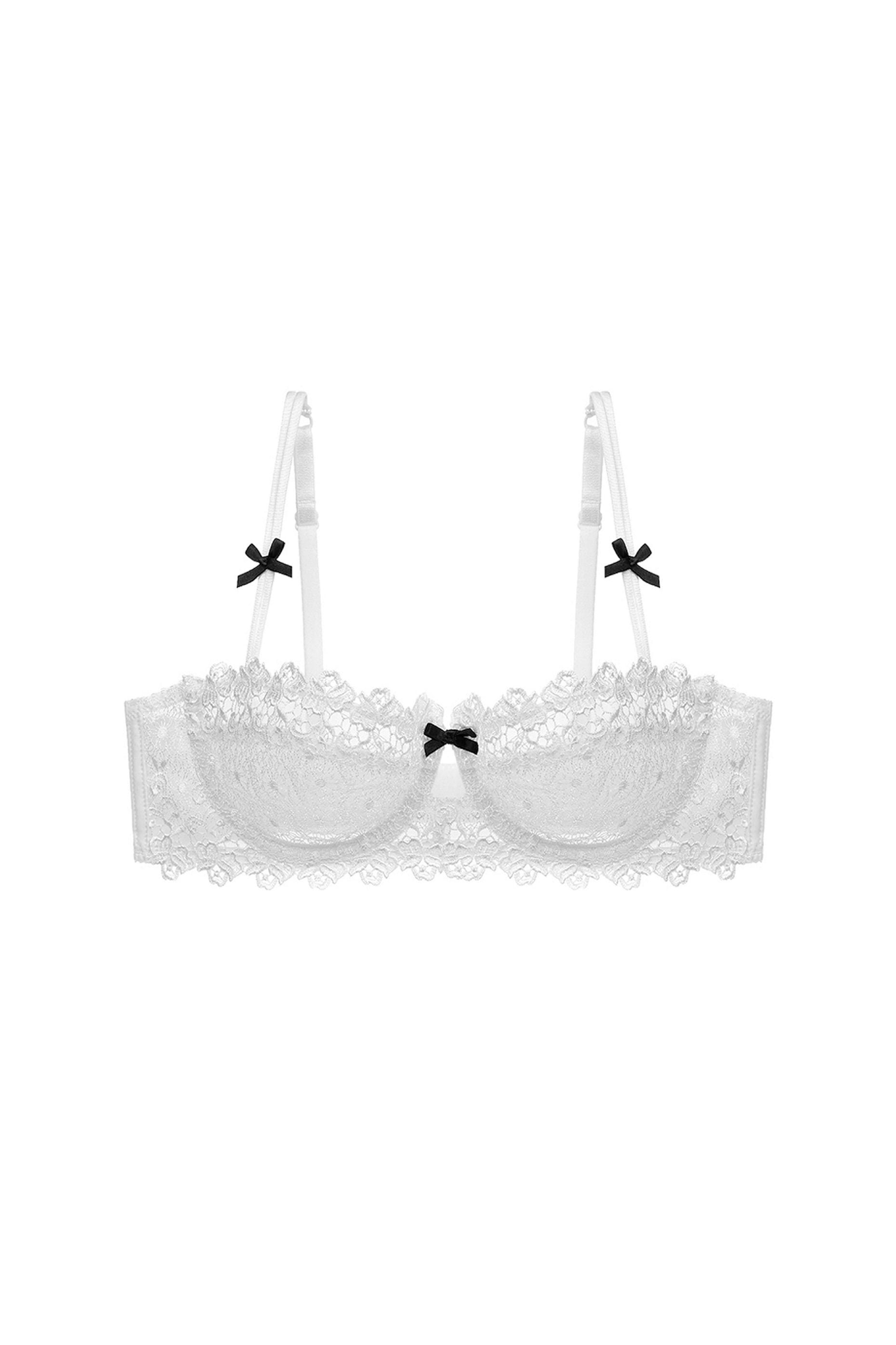 White Lace Half Cup Underwire Bra Lingerie Etsy Uk