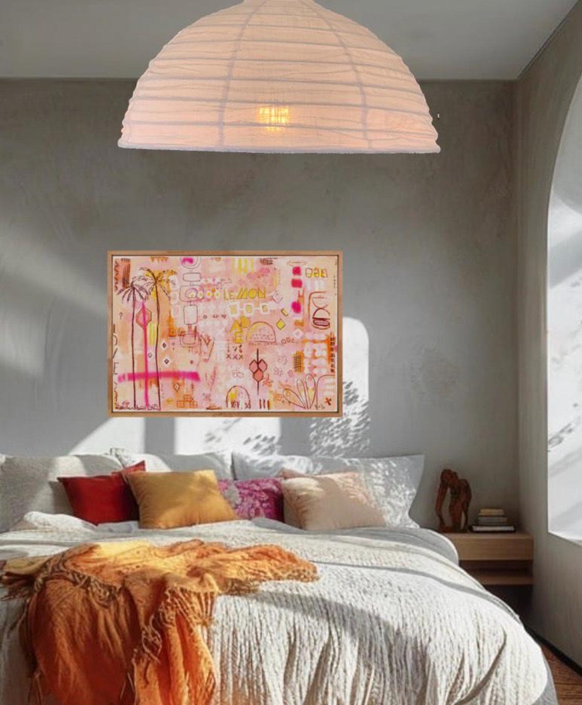 Linen Domeceiling Pendant Lighting Half Sphere Linen Fabric Japandi ...