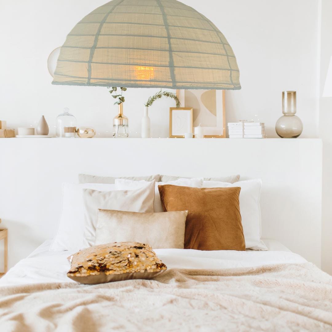 Linen Ceiling Pendant Light Dome Light Half Sphere Linen Fabric Japandi ...