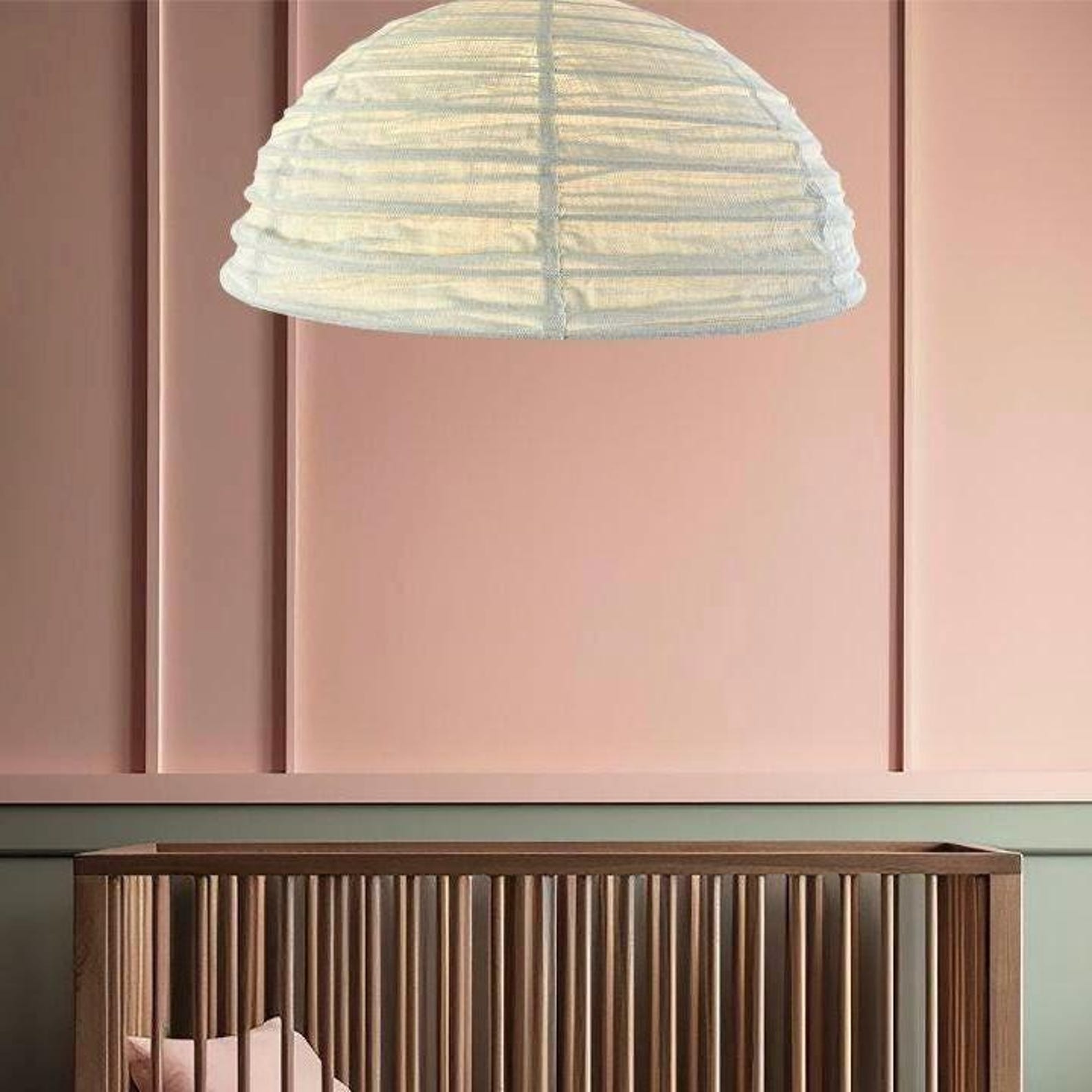 Linen Ceiling Pendant Light Dome Light Half Sphere Linen Fabric Japandi ...