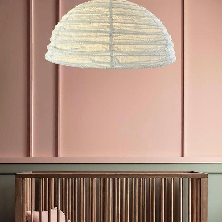 Linen Ceiling Pendant Light Dome Light Half Sphere Linen Fabric Japandi ...