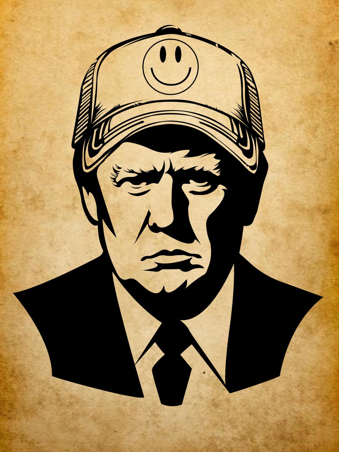 Trump Hat SVG, Funny Trump Vector, Smiley Face Cap SVG, Trump Head ...