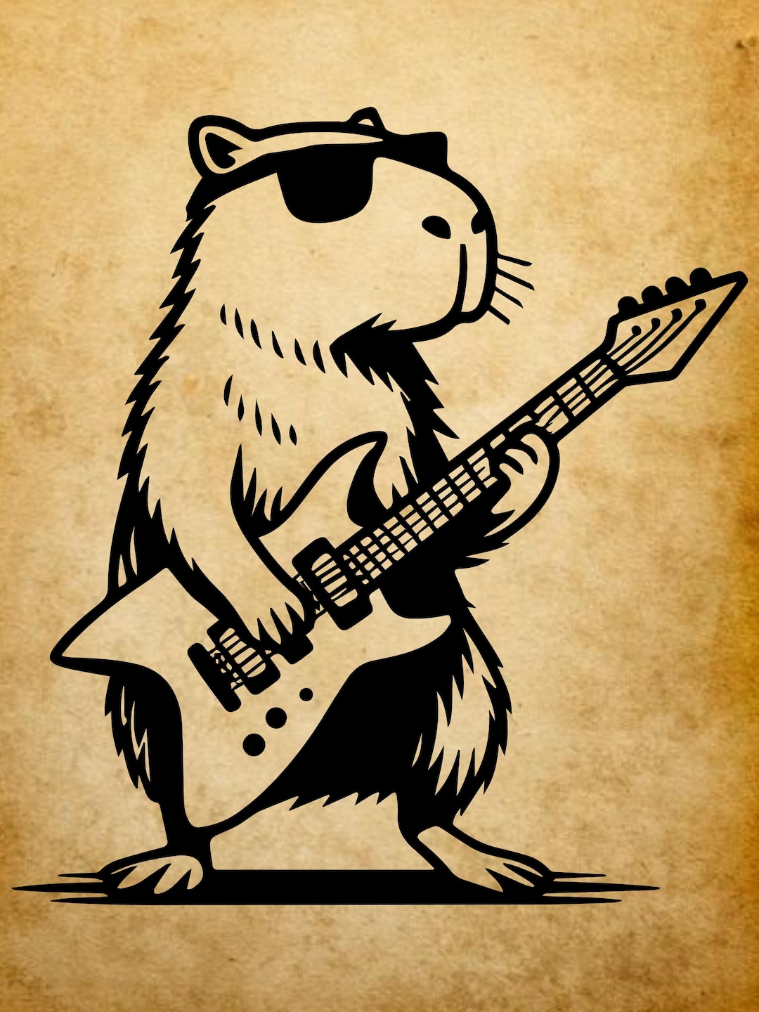 Rock Capybara Guitar SVG, Music Animal PNG, DIY Craft (digital Download ...