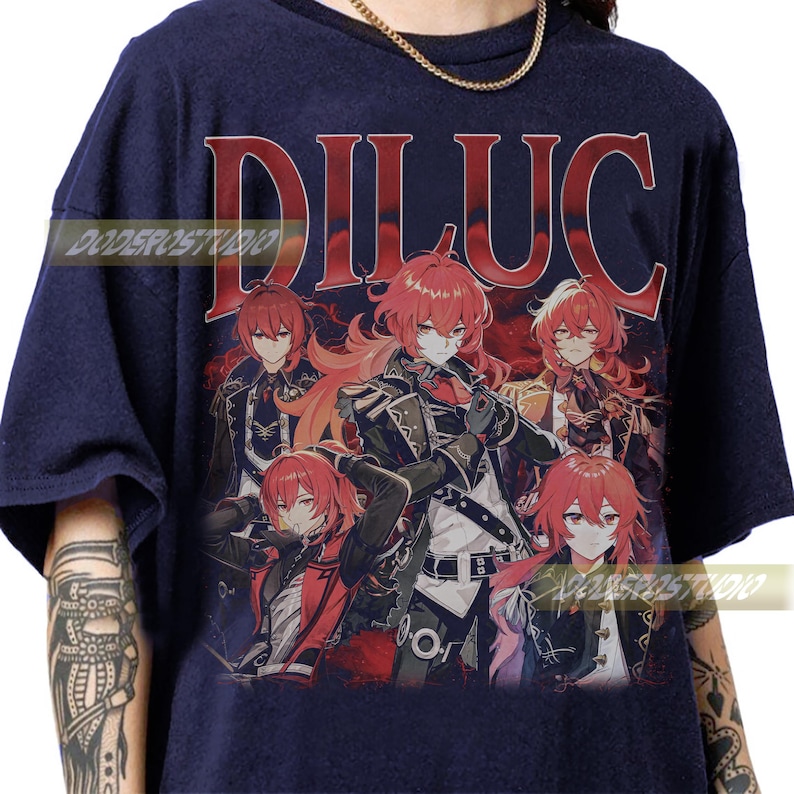 Limited Diluc Genshin Impact Vintage Shirt, Retro Diluc Gifts for Woman ...