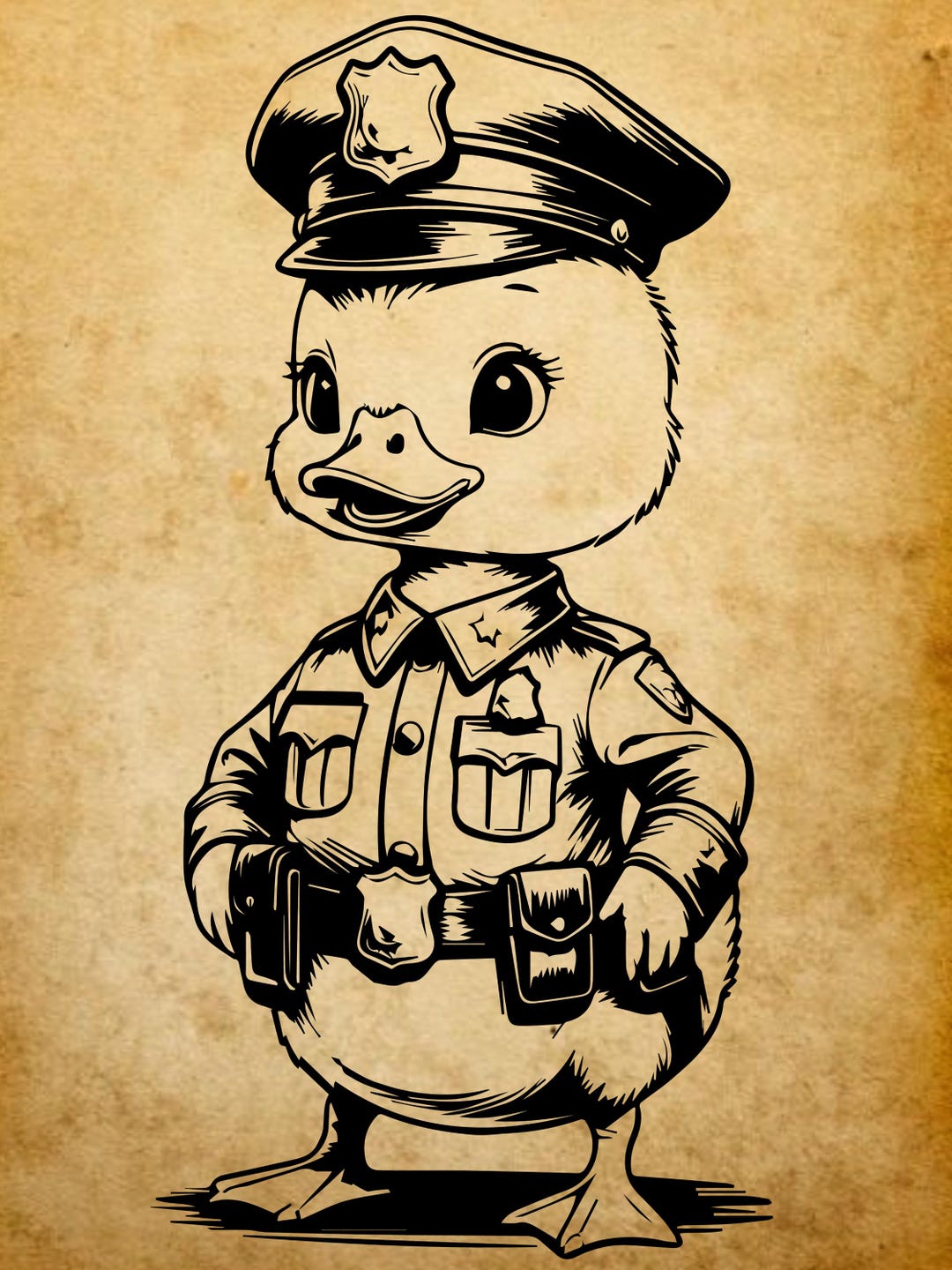 Cute Police Duck SVG, Cartoon Cop Duck PNG, Kawaii Officer Duckling DXF ...