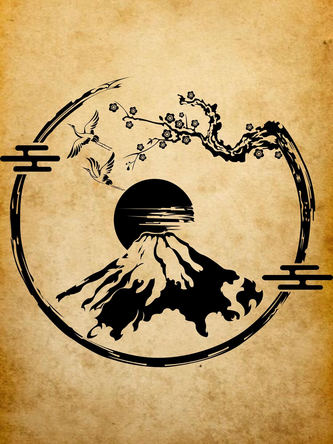 Japanese Mount Fuji SVG, Cherry Blossom Clipart (digital Download) - Etsy