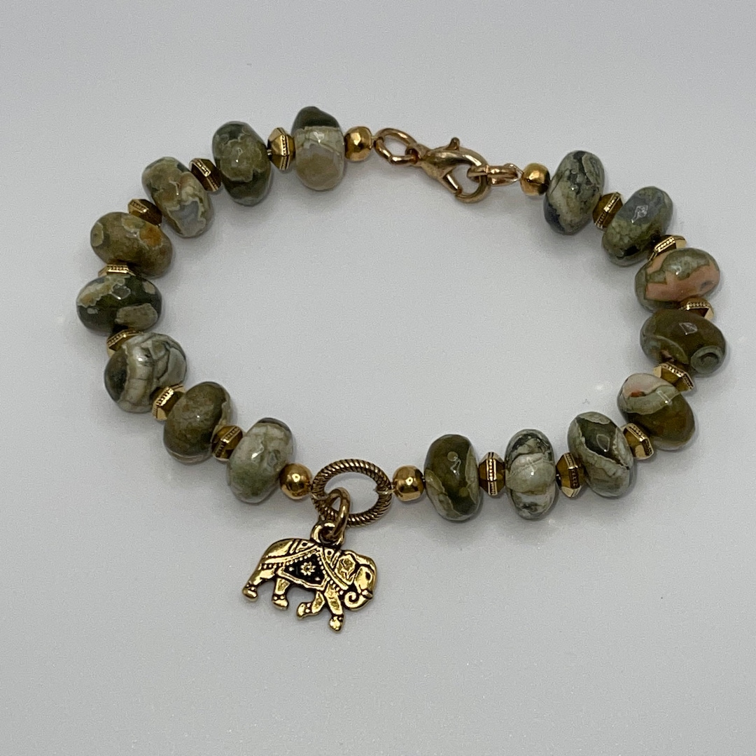 Rainforest Jasper Bracelet Rhyolite Bracelet Elephant - Etsy