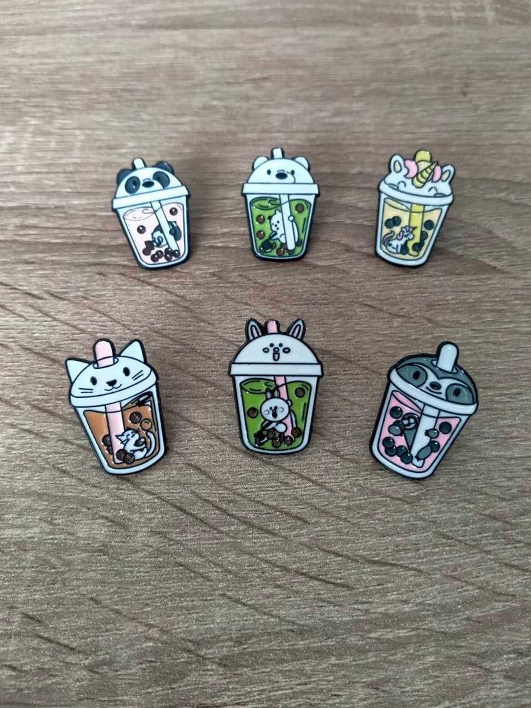 Cute Animal Boba Bubble Tea Enamel Pins Panda, Polar, Bear, Unicorn ...