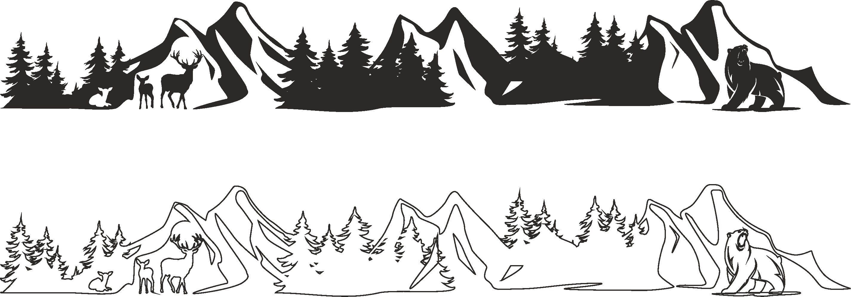 Mountain, Deer and Bear SVG, Ai, PDF, EPS, Svg Files for Cricut, Cuttable Cricut Digital Files ...