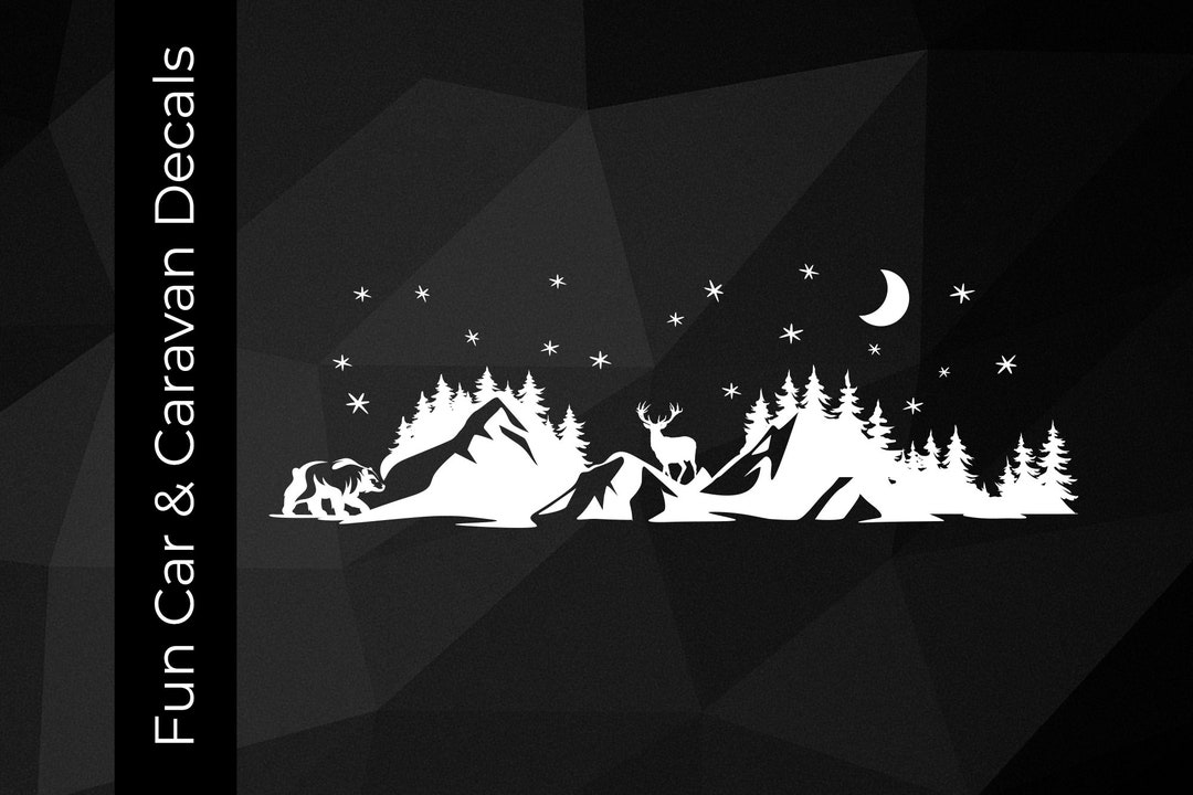 Bear and Deer Mountain Scene Vinyl Decal - Etsy