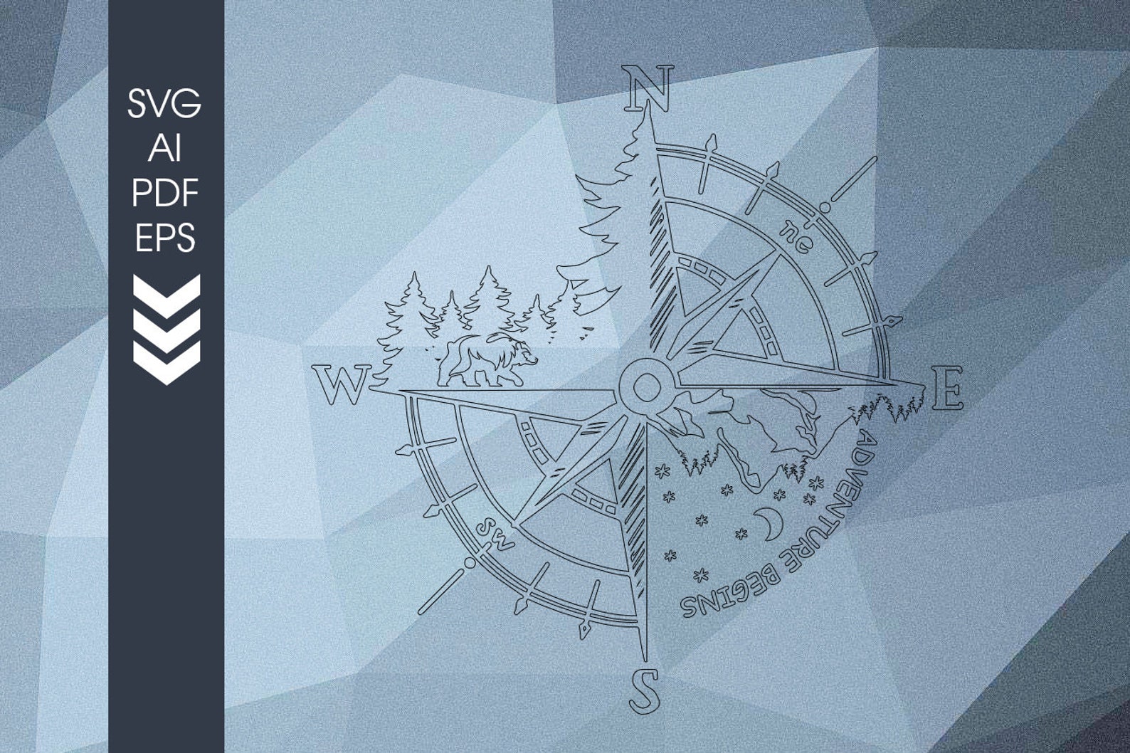 Compass Adventure Begins SVG PDF EPS Svg Files for - Etsy