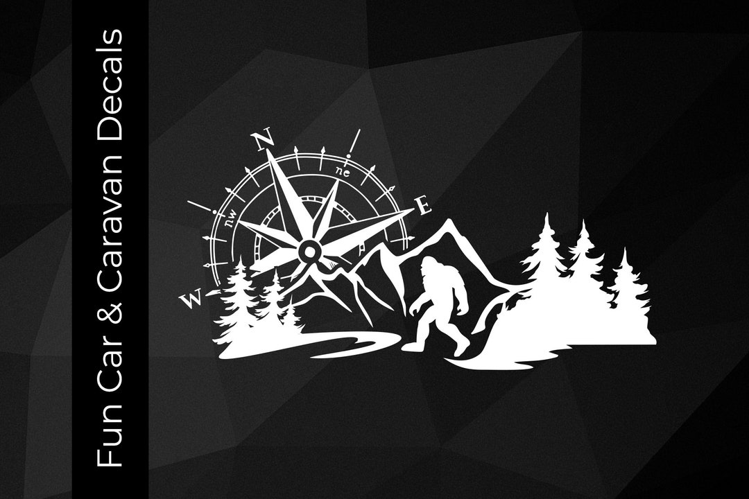 Compass Forest and Bigfoot Vinyl Decal, Compass and Forest Vinyl ...