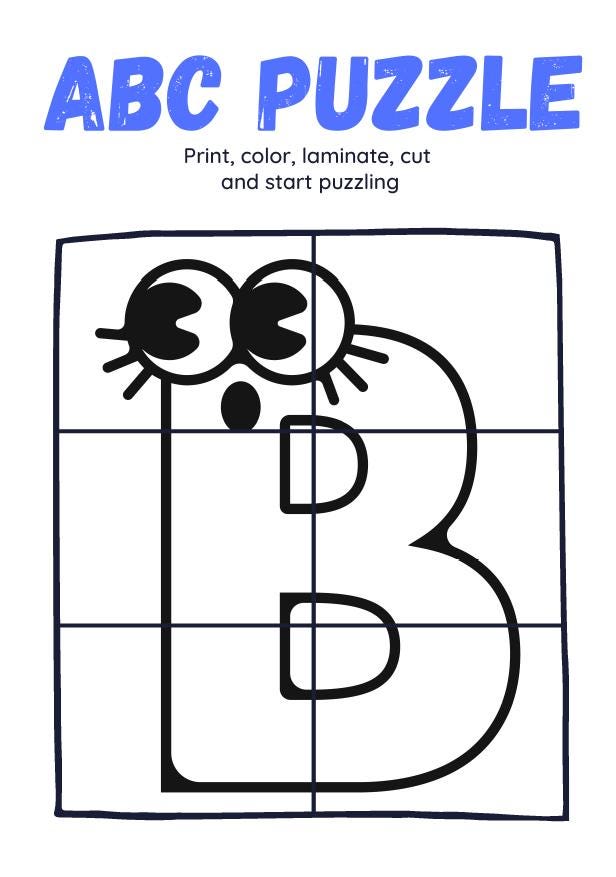 Alphabet Coloring Puzzle Set Worksheet - Etsy