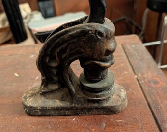 Vintage Antique Cast Iron Seal Press Stamp Embosser 8" Tall X 5" Long ...
