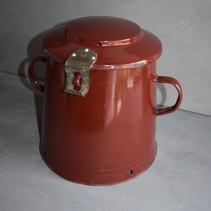 Enameled Bucket With Lid, Brown Enameled Bucket, Buckets in Which ...