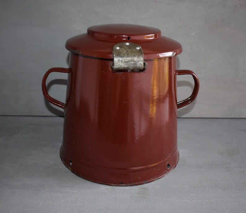 Enameled Bucket With Lid, Brown Enameled Bucket, Buckets in Which ...