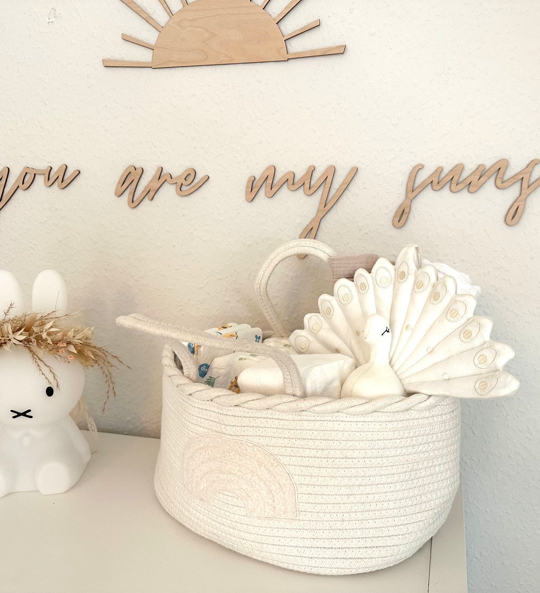 Boho Woven Basket, Diaper Bag, Changing Basket, Changing Caddy, Toy ...