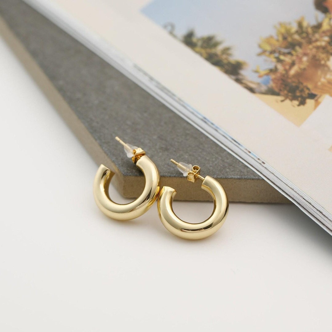 Tiny Huggie Hoop Earrings, 14K Gold Plated Hoops for Women, Open Hoops ...