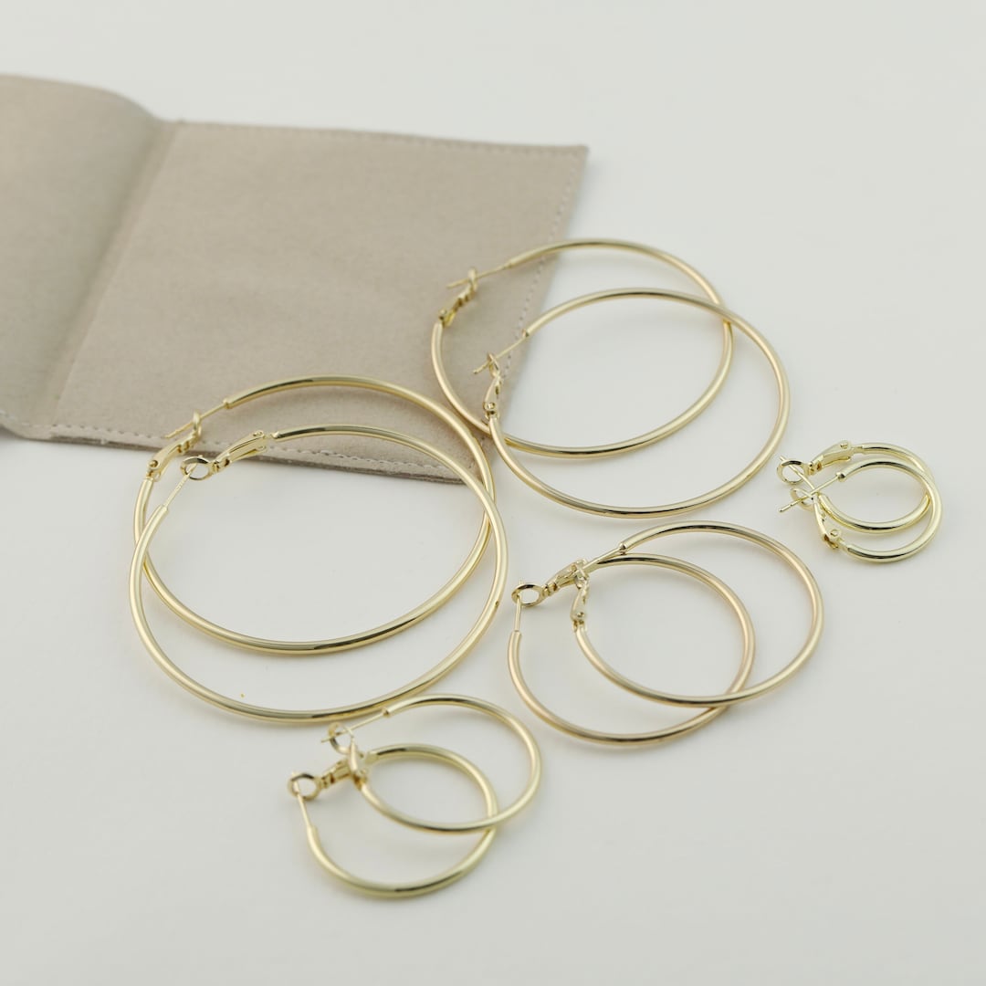 Large Hoop Earrings Gold, Big Gold Hoops, 20mm,30mm,40mm,50mm,60mm ...