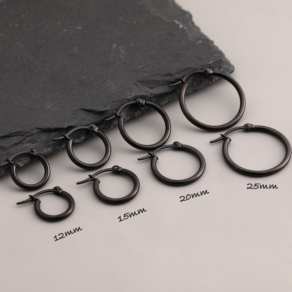 Black Hoop Earrings - Etsy