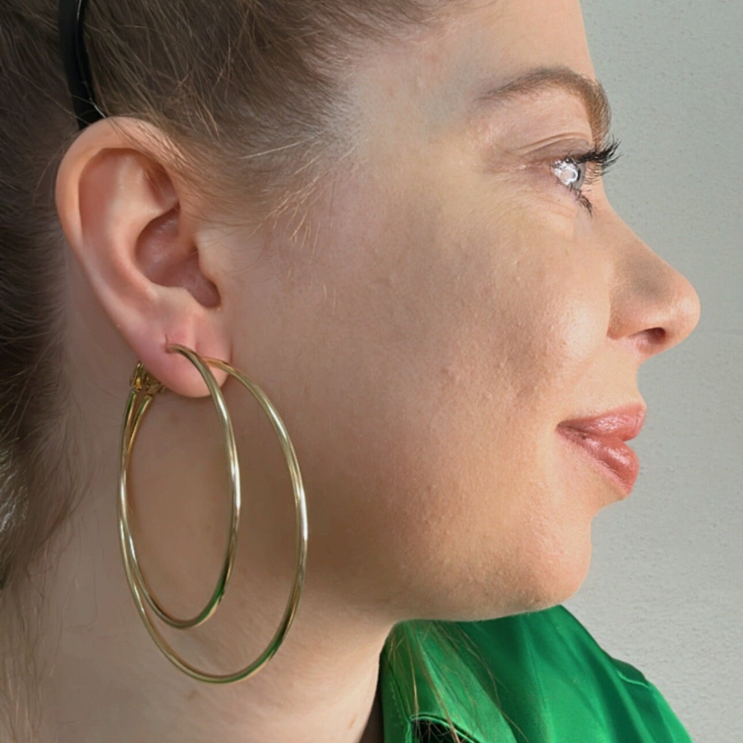 Large Hoop Earrings Gold, Big Gold Hoops, 20mm,30mm,40mm,50mm,60mm ...