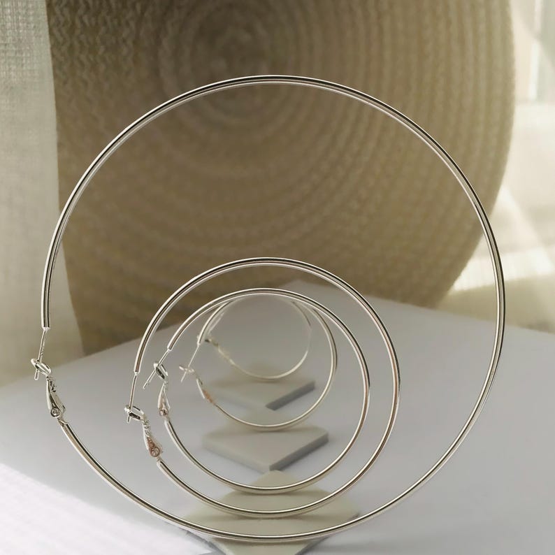 Big Silver Hoop Earrings for Women, Large Silver Hoops Earrings, 20mm ...