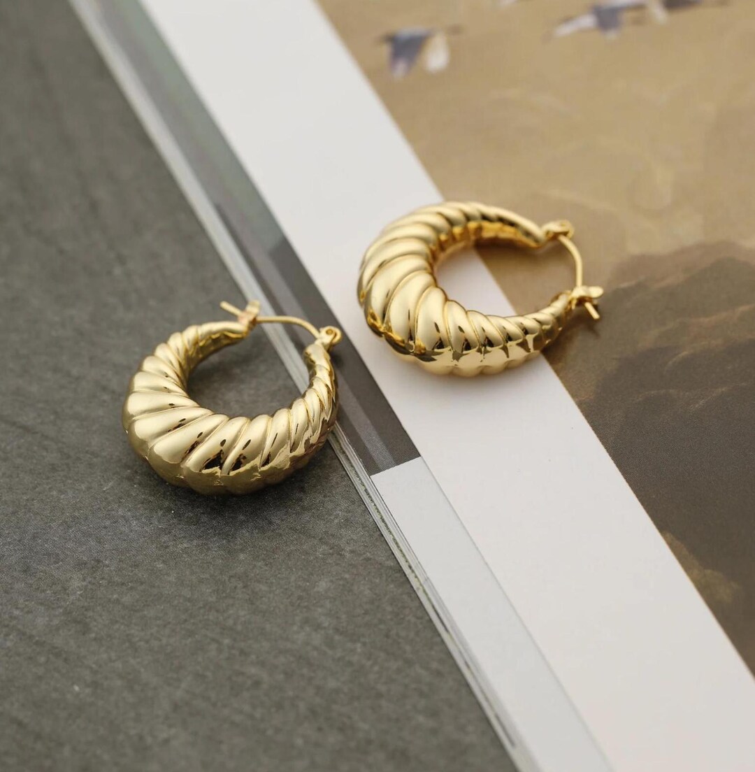 Croissant Hoop Earrings - 14K Gold Plated Dainty Hoop Earring ...