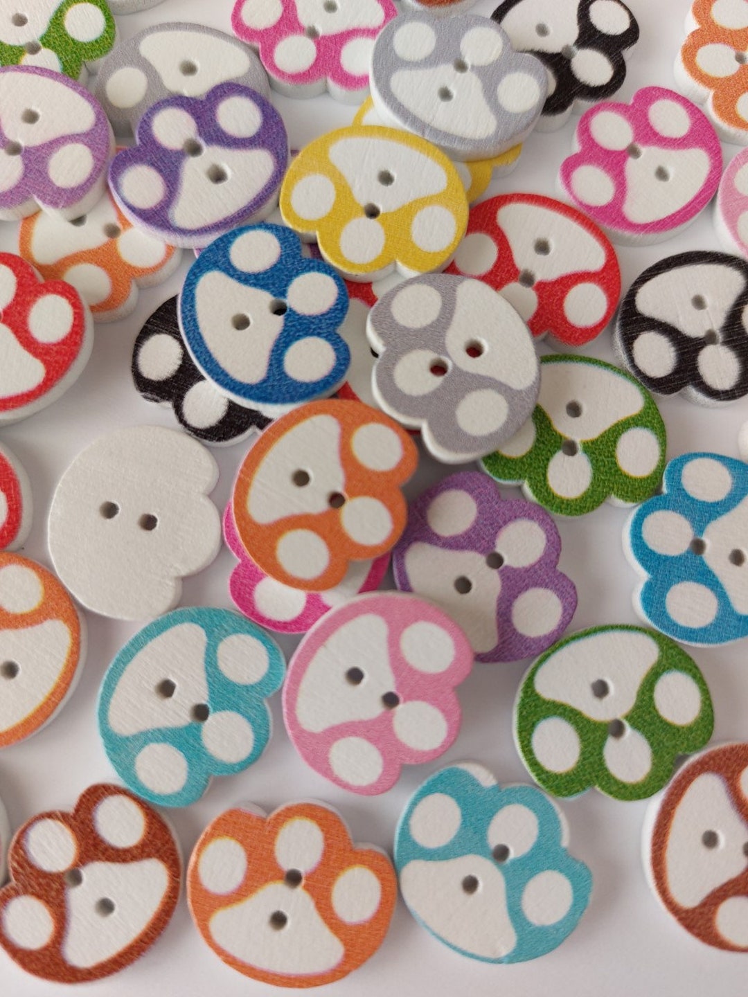 30 Pcs Wooden Paw Print Buttons, Round 2 Hole, Size 16mm X 14mm, - Etsy