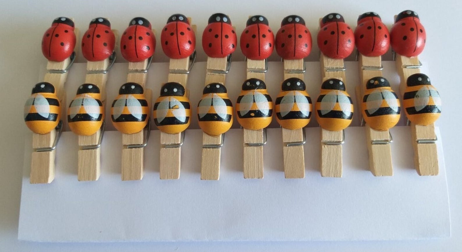 20 Wooden Mini Pegs, 10 Bees, 10 Ladybird, Peg Size 35mm - Etsy