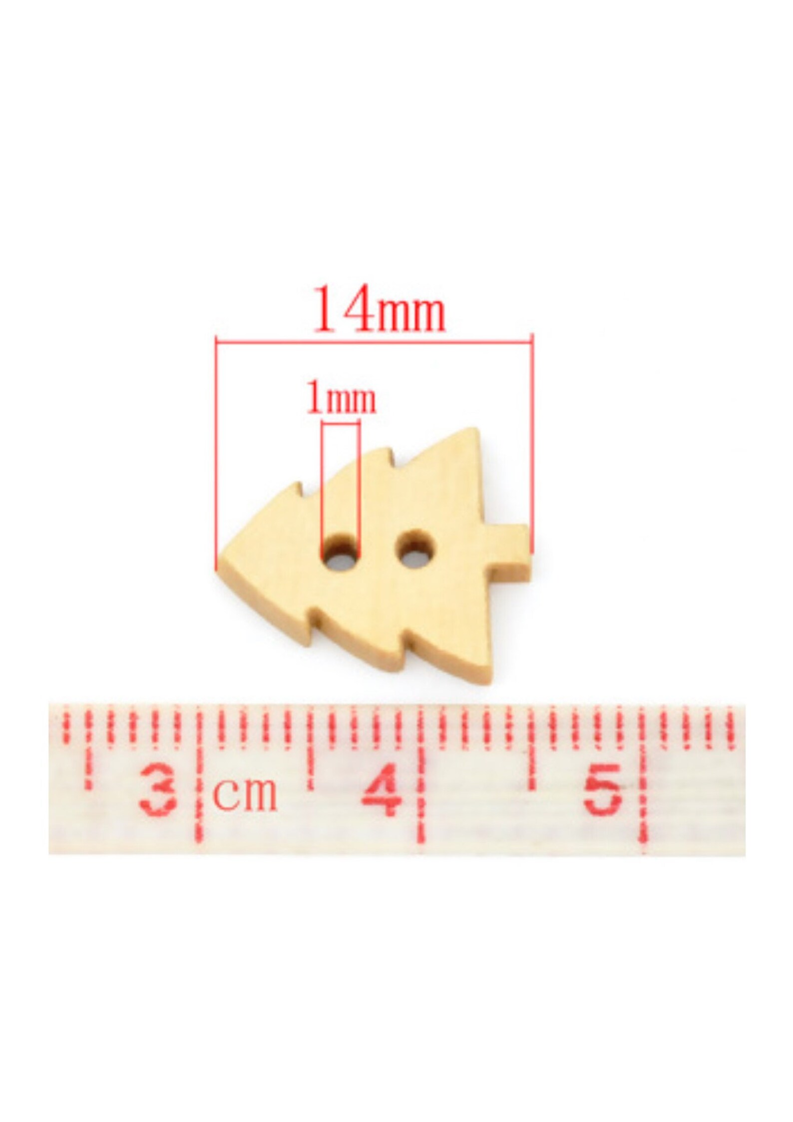 50 Christmas Tree Shaped Buttons, Natural Wood, Size 13mm X 11mm, - Etsy