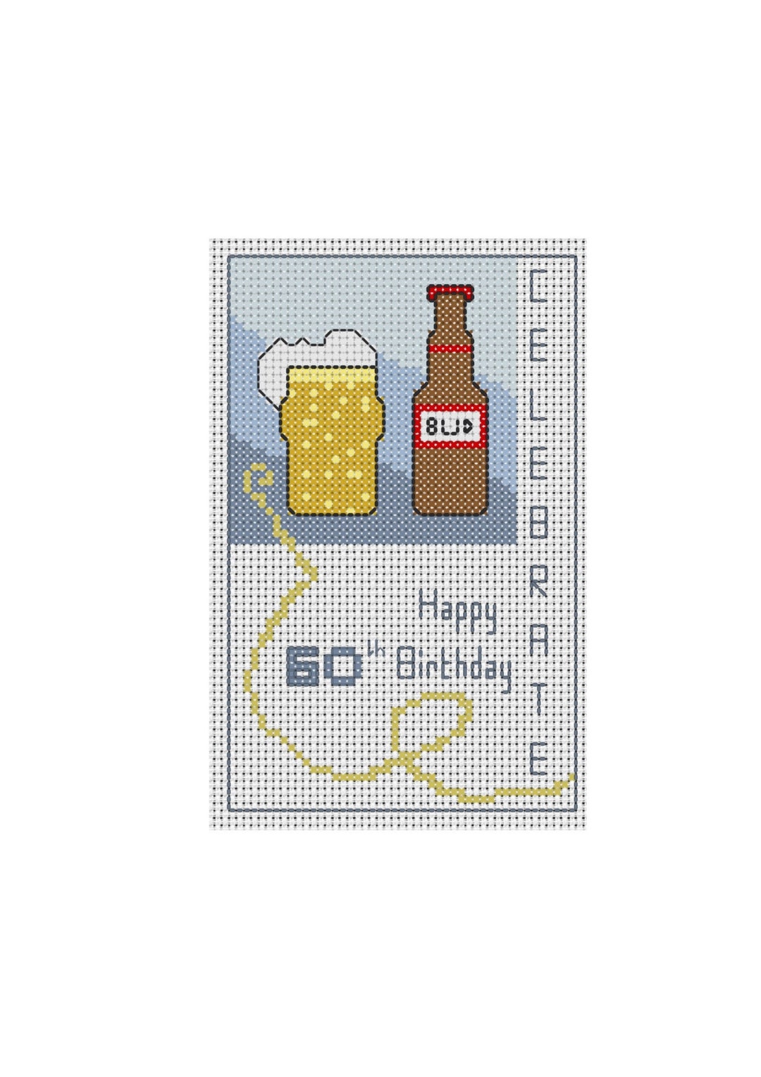 Counted Cross Stitch Kit, 60th Birthday Card, Card 8" X 6" - Etsy