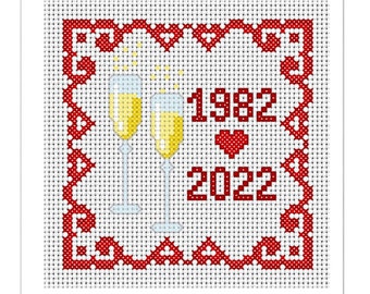 Ruby Wedding Cross Stitch - Etsy