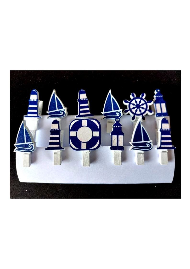 12 Wooden White Mini Pegs, Nautical Designs, Peg Size 35mm - Etsy UK