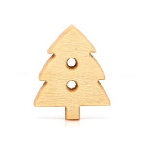 50 Christmas Tree Shaped Buttons, Natural Wood, Size 13mm X 11mm, - Etsy