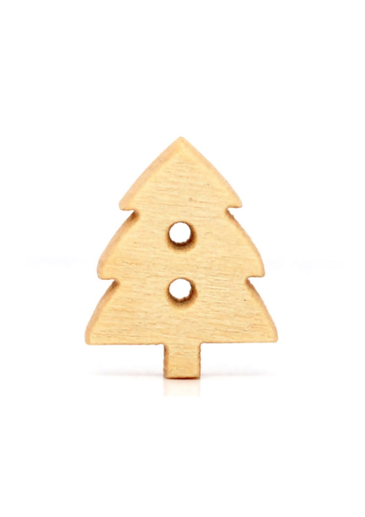 50 Christmas Tree Shaped Buttons, Natural Wood, Size 13mm X 11mm, - Etsy