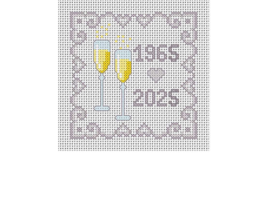 Cross Stitch Kit, 60th Diamond Wedding Anniversary Card, 8" X 6" Card ...