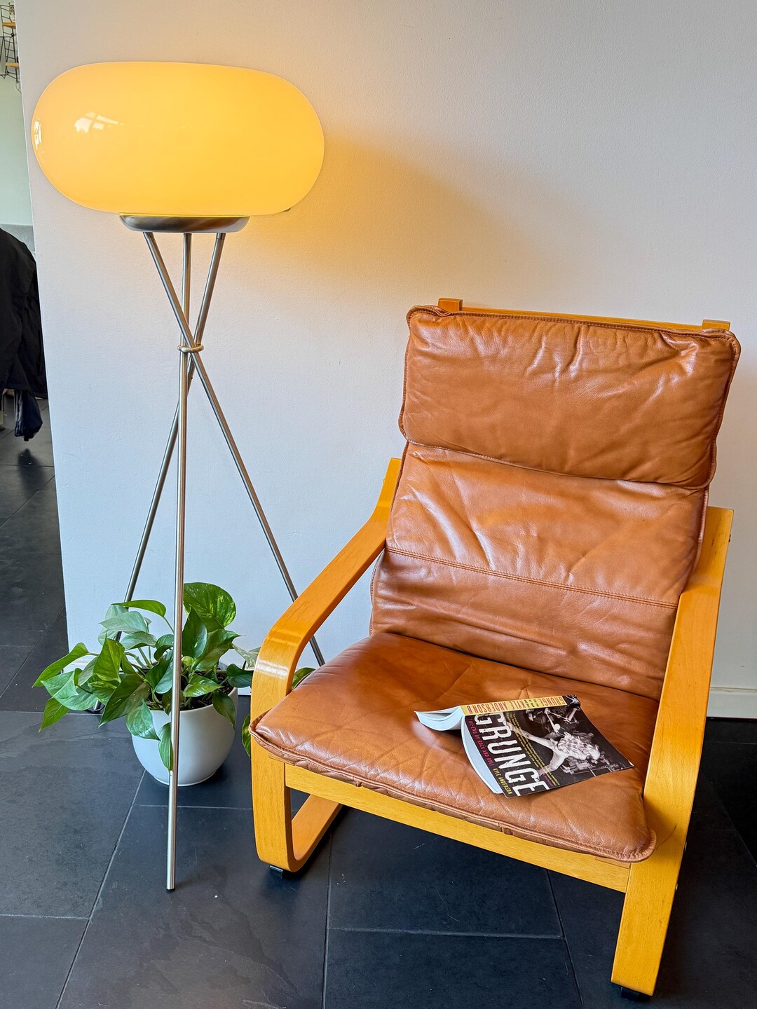 Vintage IKEA Poäng Armchair in Cognac Leather by Noboru Nakamura ...